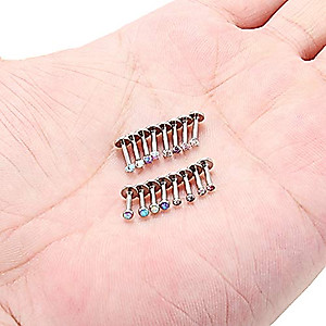 SCERRING 16PCS 16G 2mm Clear CZ Opal Internally Threaded Labret Monroe Lip Ring Tragus Nail Helix Earring Stud Piercing Jewelry Bar Length 6mm
