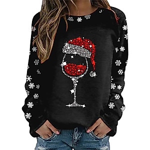 Christmas Shirts for Women Workout Clothes for Women Tops Blouse Raglan Baseball Raglan Fleece Solid Basic Fall Tops 2023 Fashion Loose fit Black Cropped Hoodie Sweatpants Women Shirt Pullover tee