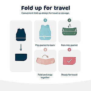 Tiny Twinkle Mess Proof Toddler Bib - Waterproof Baby Apron - Machine Washable - PVC, BPA, & Phthalate Free - Great Travel Bib for Baby Eating - Toddler Food Bibs (French Dot, Large 2-4 Years)