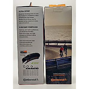 Continental Ultra Sport III 700x25c Black/Black Folding PureGrip - Pair (2 Tires)