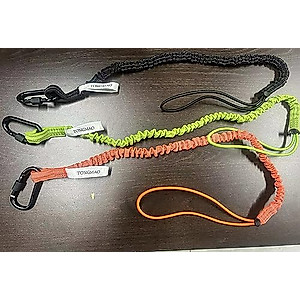 3 Pack Retractable Tool Lanyard, Safety Fall Protection Tools Leash with Aluminum Screw Lock Carabiner Clip and Adjustable Loop End, Tough Scaffold Tether for Construction Roofing (Black+Orange+Green)