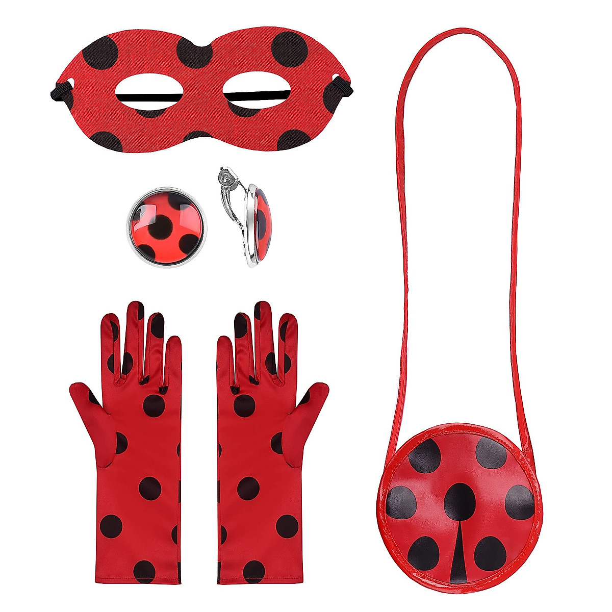 Uplus ME Ladybug Costume Girls Ladybug Dress Lady Bug Costumes for Kids Toddler Ladybird Dress Up Set for Halloween Birthday (9-10 Years/150)