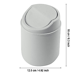 Generic Wastebasket Trash Can - Desktop Mini Plastic Waste Garbage Can with Swing Lid, Stylish Countertop Trash Bin Table Waste Paper Basket Round Small Trash Can for Office Bathroom Bedroom (2Pcs)