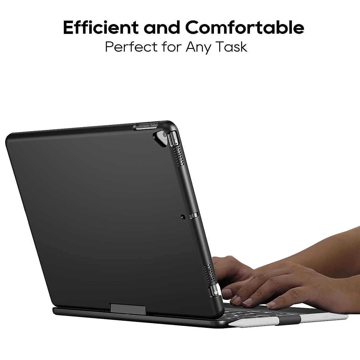 edaiser Swivel Keyboard Case for iPad 10.2 inch 9th 8th 7th, iPad Air 3rd and iPad Pro 10.5 2nd Generation: Wireless Rotatable Cover, Pencil Holder, Smart Trackpad, RGB Backlit, Black