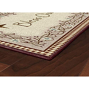 Brumlow Mills Bless Our Home Berry Blossoms Floral Welcome Door Mat for Entryway, Kitchen, or Home Décor Area Rug, 20" x 44", Deep Red