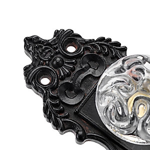 SOFFEE DESIGN 2pcs Vintage Cabinet Pull Drawer Knob, Distressed Closet Handle with Clear Resin Knob, Antique Door Knob with Mounting Screws for Cupboard, Kitchen Furniture - Black