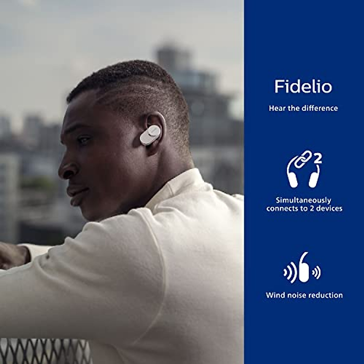 PHILIPS Fidelio T1 True Wireless Headphones with Active Noise Canceling Pro+, Audiophile Quality, White