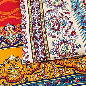 Bohemain Comforter Set Queen, Reversible Boho Down Alternative Comforter Set for All Seasons, 3 Pieces (1 Solid Comforter + 2 Pillow Shams), Soft Microfiber Bedding 90'' x 90"