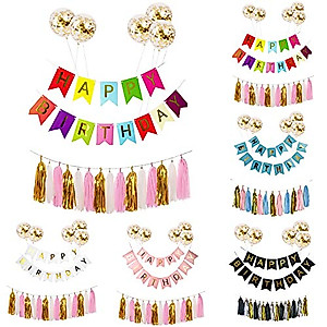 Birthday Party Decoration Happy Birthday Banner Confetti Balloons Tassels Garland Set for Men Women