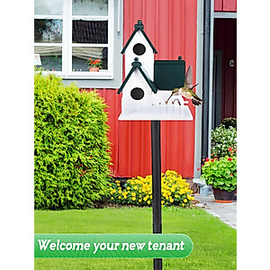 Upgraded Thicken Bird Feeder Pole for Outdoors - Easy to Assemble Heavy-Duty Bird House Stand for Blue Bird, 60in 5 Prongs Base Adjustable Stand Pole Mount Kit