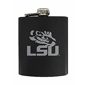 LSU Tigers Matte Finish Stainless Steel 7 oz Flask Officially Licensed Collegiate Product (Black)
