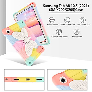 DUEDUE for Samsung Galaxy Tab A8 10.5 Case 2022, Butterfly Wings Kickstand 3D