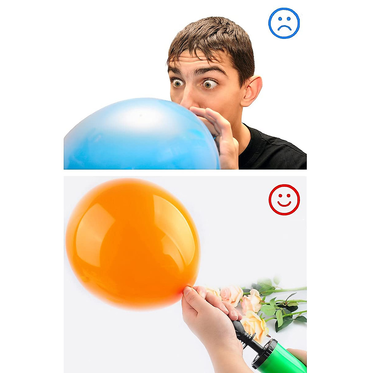 Balloon Pump Hand Held 2Pack, Double-Way Air Intake Portable Manual Inflator for Halloween Balloons, Yoga Balls, Balloon Garland, Party Decorations