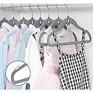 Baby Hangers, 50 Pack Childrens Velvet Hangers - Baby Clothes Hangers Non Slip Velvet with Rotatable Hook,12Inch Space Saver Cascading Velvet Hangers, (Grey)