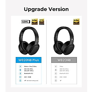 Edifier W820NB Plus Hybrid Active Noise Cancelling Headphones - LDAC Codec - Hi-Res Audio Wireless & Wired - Fast Charge - Over Ear Bluetooth V5.2 Headphones for Travel/Home/Office- Ivory
