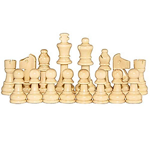ASNEY Wooden Chess Pieces, Tournament Staunton Wood Chessmen Pieces Only, 3.15” King Figures Chess Game Pawns Figurine Pieces, Includes Storage Bag