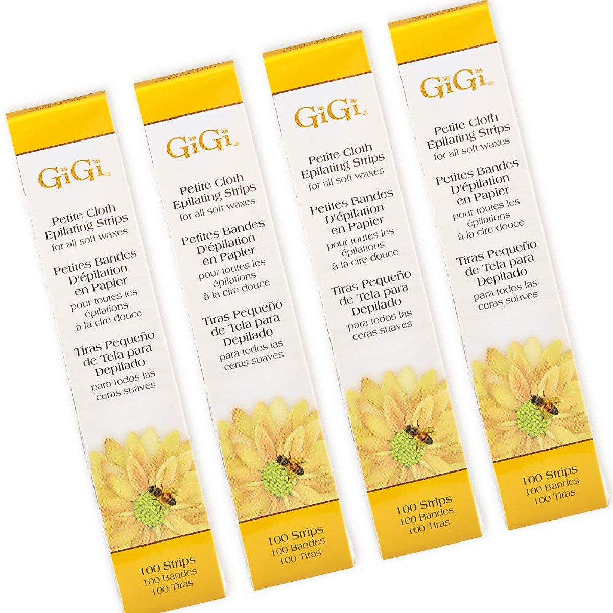 GiGi Petite Cloth Epilating Strips for Soft Hair Removal Wax, 100 strips x 4 pack
