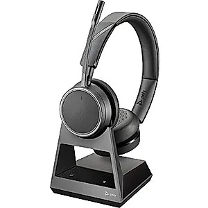 Plantronics - Voyager 4210 Office with Two-Way Base USB-A (Poly) - Bluetooth Single-Ear (Monaural) Headset - Connect to PC, Mac, & Desk Phone-Noise Canceling-Works with Teams, Zoom & more