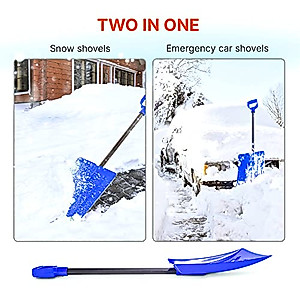 Kids' Snow Shovel – Steel Shaft with Ergonomic Handle – Snow Shovel for Kids Blue – Works Great for The Car as an Emergency Shovel for Home Garage & Garden