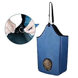 TNBUENO Horse Hay Bag with Metal Snap Fastener, Hay Bag Feeder Sack Storage Bag for Horse Cow Goats Donkey Cattle Rabbit