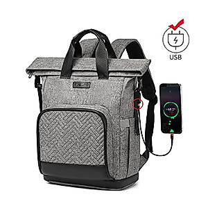 Diaper Bag Backpack, FHELDA Bag Backpack Large Capacity Maternity Travel Back Pack with Diaper Changing Pad (Gray)