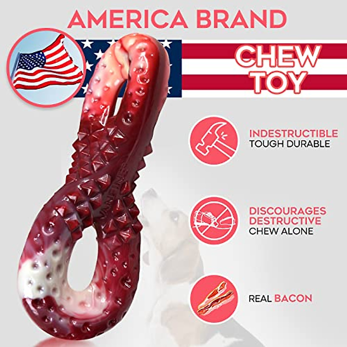 VANFINE Dog Bones for Aggressive chewers Dog Toys for Large Dogs 8-Shaped Rolling Design Bone Interactive Tough Dog chew Toys for Aggressive chewers Large Breed Indestructible Small Medium Dogs Nylon