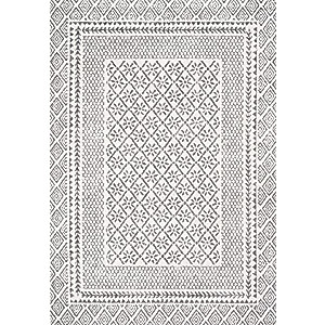 JONATHAN Y MOH107A-5 Athens Modern Geometric Boho Rug Indoor Area-Rug, Moroccan, Farmhouse, Southwestern Easy-Cleaning,Bedroom,Kitchen,Living Room,Non Shedding, Gray/Cream, 5 X 8