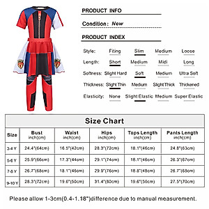 HenzWorld Descendants Evie Costume Kids Halloween Cosplay Birthday Gift Pretend Play Dress up Fancy Party Clothes Pants Set Wig Red,7-8 Years