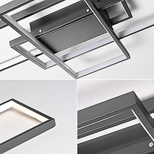 OKES Modern Ceiling Light, 78W LED Ceiling Lamp Black Square Acrylic Flush Mount Ceiling Lights Fixture for Bedroom Living Room Kitchen Office netural light/4000K 35.4inch