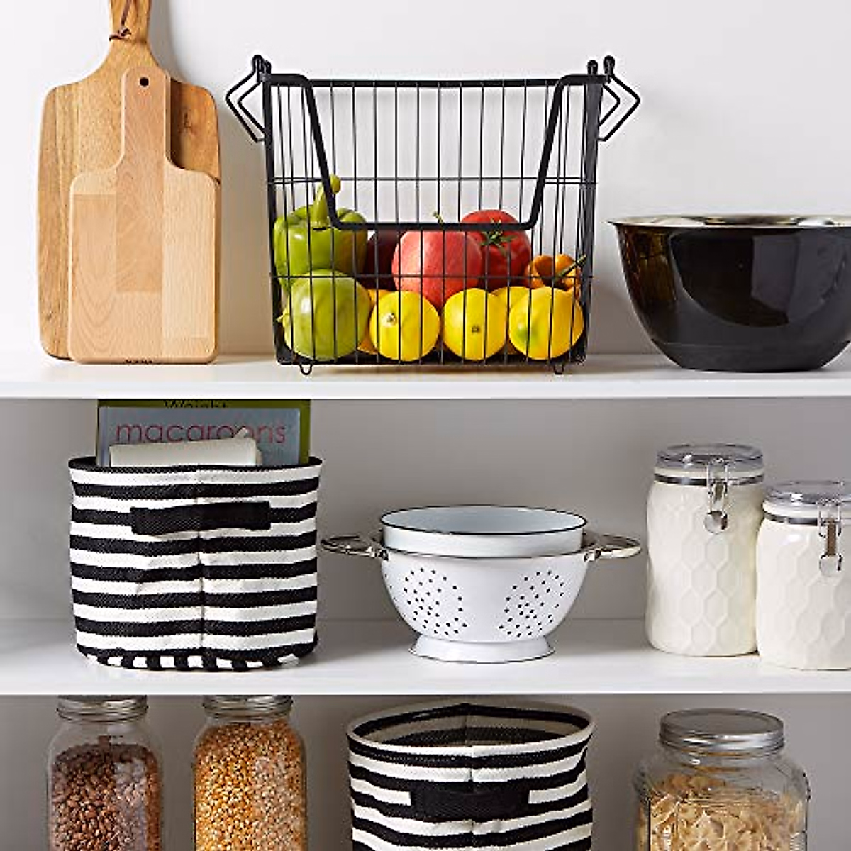 DII Metal Wire Mesh Stackable Utility Storage Bin, Large Rectangle, 13x10x11", Black