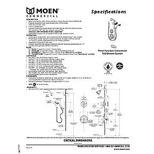 Moen Commercial M-DURA Classic brushed Nickel PosiTemp Trim Kit without Valve, 2.5-gpm, T8343CBN
