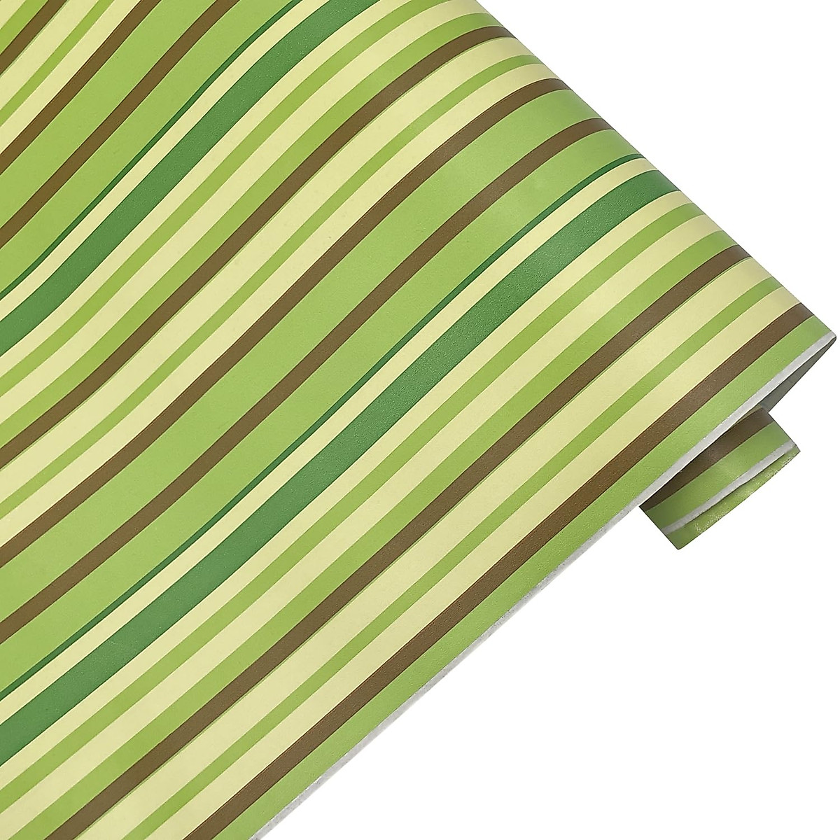 Yifely Peel & Stick Shelf Liner Removable Furniture Paper for Covering Apartment Old Cabinets Drawers, Green Stripes, 17.7 Inch by 9.8 Feet