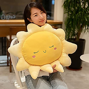 unlockgift Cuddly Plush Sun Pillow, Cloud Decorative Pillow for Bedroom, Playroom, Nursery, Cute Photo Props Pillow-01 Sun,17.5"