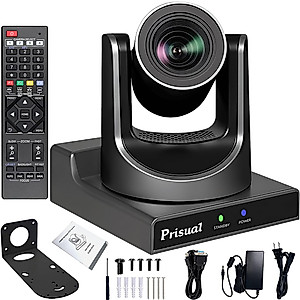 Prisual PTZ Camera 20X Optical Zoom with HDMI/SDI/USB/IP Streaming Outputs, Auto Tracking for Church Worship Live Events Video Recording Facebook YouTube vMix OBS Wirecast PoE Support