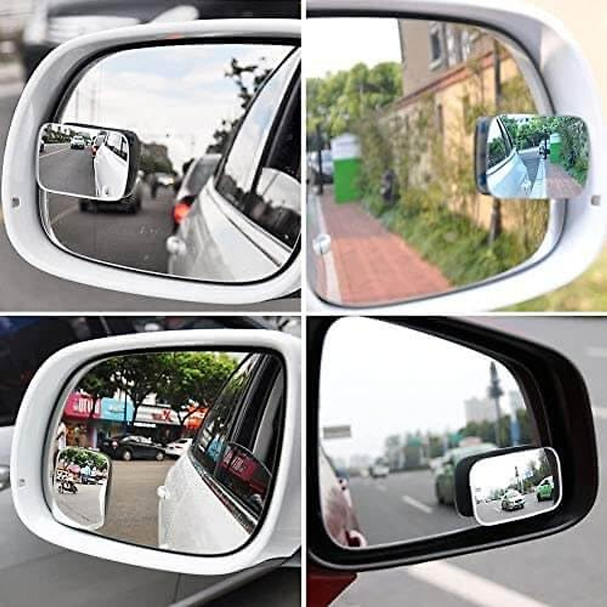 Blind Spot Mirror, Amfor HD Glass Convex Lens Frameless Adjustable Blind Spot Mirror for All Universal Vehicles Car Stick-on Design (2 PCS) (Rectangle)