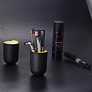 N/W Toothbrush Case Portable Travel Capsule Toothbrush Cup Holder Creative Four in One Plastic Toothbrushes Organizer High-capacity for Trips Home Business Use, Black