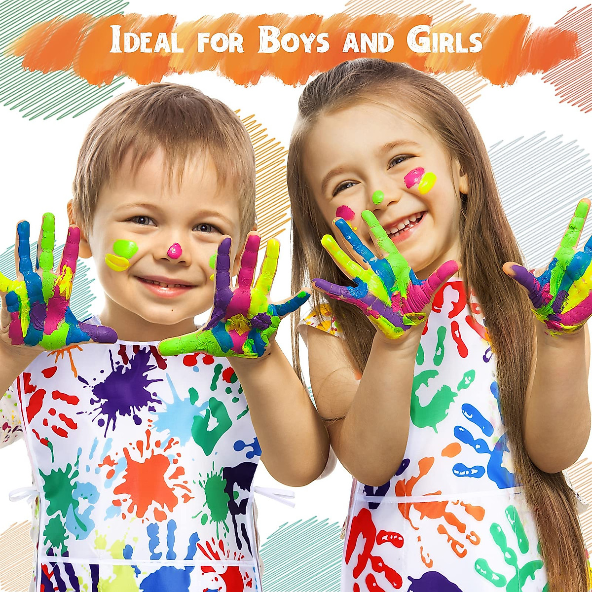 SATINIOR 2 Pieces Kids Art Smock, Children Waterproof Painting Artist Aprons Sleeveless Toddler Art Smocks with 3 Pockets for Age 3-10 Years