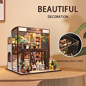 Flever Dollhouse Miniature DIY House Kit Creative Room with Furniture for Romantic Valentine's Gift(Time of Coffee)