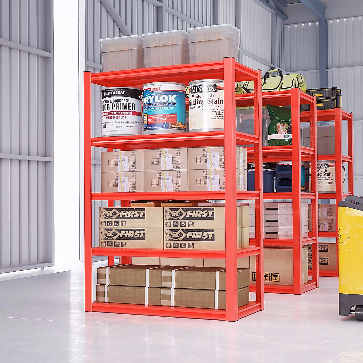 Homdox 72”H Garage Shelving, 1650LBS Heavy Duty Storage Shelves, 5 Tier Adjustable Metal Shelves for Storage, Industrial Shelving Commercial Utility Shelf, 36" W x 16" D x 72" H, Red