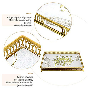 VALICLUD Golden Coffee Tea Serving Tray Eid Ramadan Food Tray Muslim Islam Mubarak Snake Plate Mubarak Dessert Plate Ramadan Mubarak Eid Decor Tray for Home Party Food Serving Dish