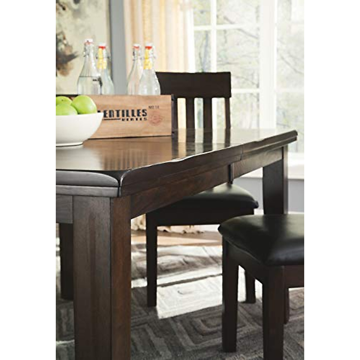 Signature Design by Ashley Haddigan Traditional Rectangular Dining Extension Table, Seats up to 8, Dark Brown