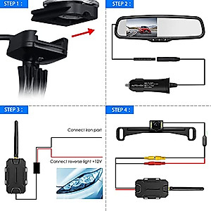 AUTO-VOX T1400 Upgrade Wireless Backup Camera for Car/Trucks, No Wiring, No Interference, OEM Look Rear View Mirror Camera Monitor with IP 68 Waterproof Super Night Vision Back Up Camera