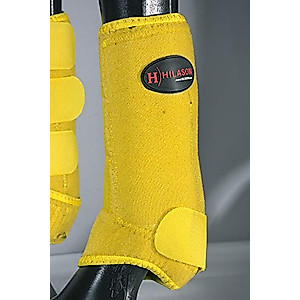 HILASON L M S Horse Hind Leg Ultimate Sports Boots Pair Yellow | Horse Leg Boots | Splint Boots for Horses | Horse Jumping Boots| Professional Choice Horse Boots