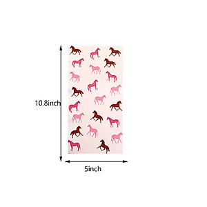 50 Pieces Horse Pink Treat Bags Horse Cellophane Candy Bags Horse Racing Plastic Goodie Storage Bags Horse Party Favor Bags with Twist Ties for Cowboy Theme Birthday Party Supplies