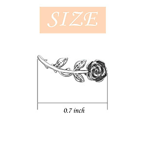 S925 Sterling Silver Rose Flower Clip Stud Ear Cuffs Crawler Climber Earrings for Women Teen