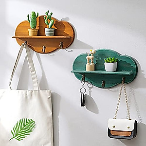 Childs Bedroom Modern Wall Floating Mount Shelf, Upgrade Cute Cloud Shaped Coat Peg Hooks Home Nursery Bedroom Decor, Home Ornament Storage Hold Rack(White)