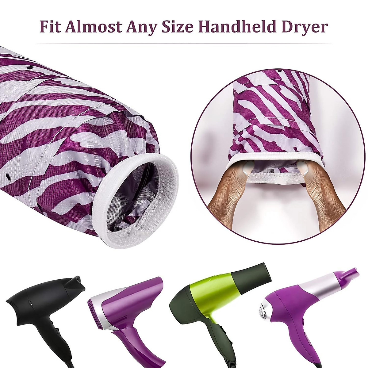 Locsanity Dreadlock Loose Natural Hair Bonnet Dryer Attachment Quick Drying Cap - Black or Purple (Purple Animal)
