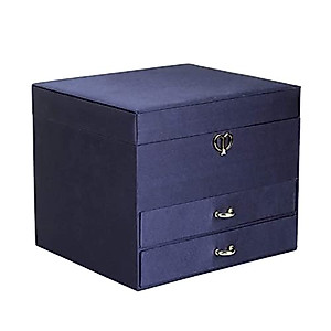 Yalych Jewelry Box Jewelry Case 3-Layer Silk Surface Velvet Box Jewelry Display Storage Case Small 2 Watch Pillow Box. ( Color : Onecolor , Size : 23x20x19cm ) Jewelry Organizer