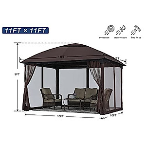MASTERCANOPY Soft Top Outdoor Garden Gazebo for Patios with Netting Walls (10x10, Brown)