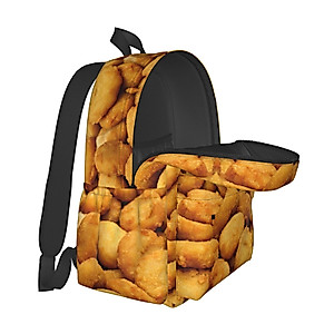 SDERDZSE Funny Fried Chicken Nuggets Pattern Backpack Casual Large Capacity Daypack Lightweight Travel Backpack For Men Women
